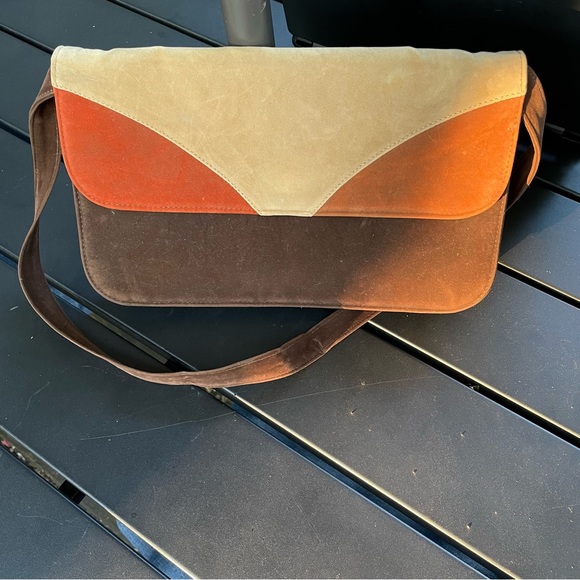 Vintage | Bags | Vintage 7s Groovy Faux Suede Colorblock Patchwork ...